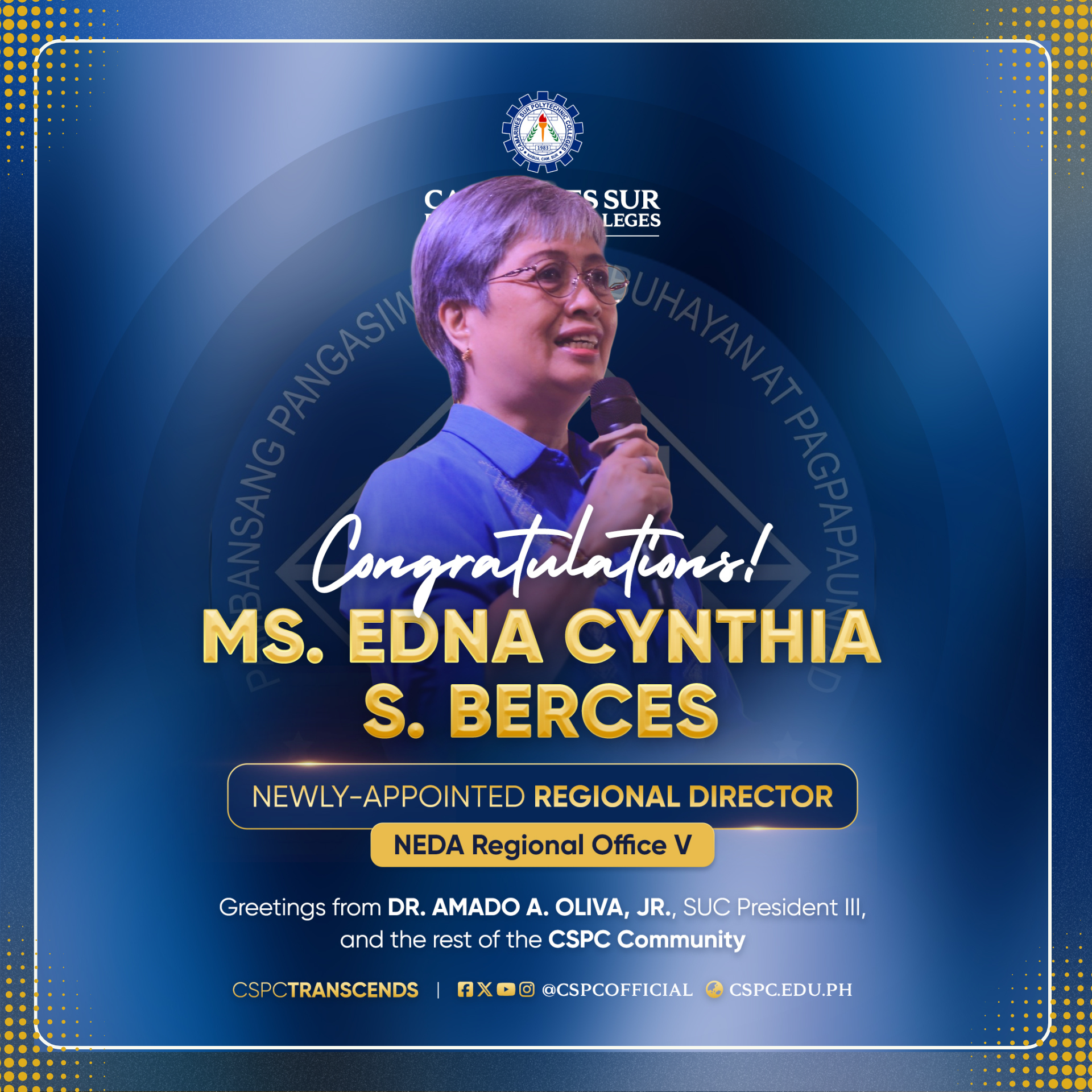 Congratulations to Ms. Edna Cynthia Berces, New Regional Director of ...